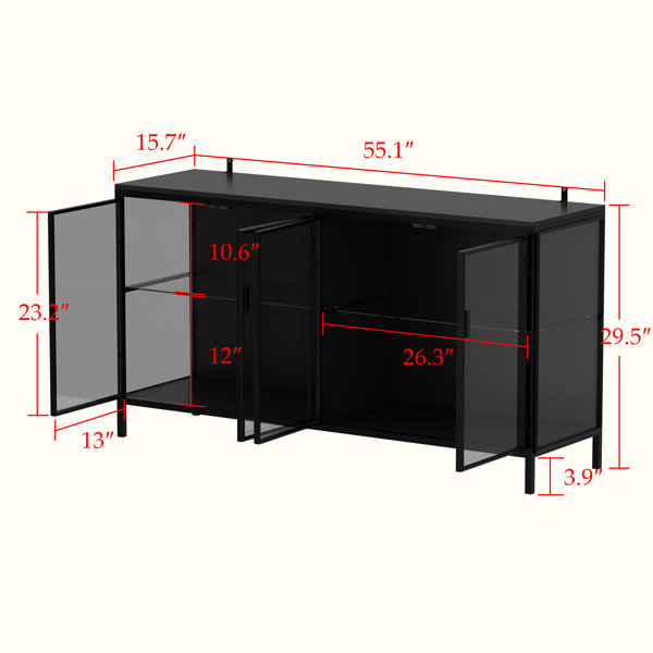 Ebern Designs Aydee 55'' W Sideboard With Glass Doors And Led Lights & Reviews | Wayfair